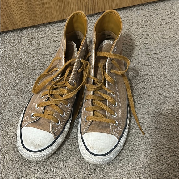 Converse | Shoes | Converse Hightop Sneakers In Tan And White | Poshmark